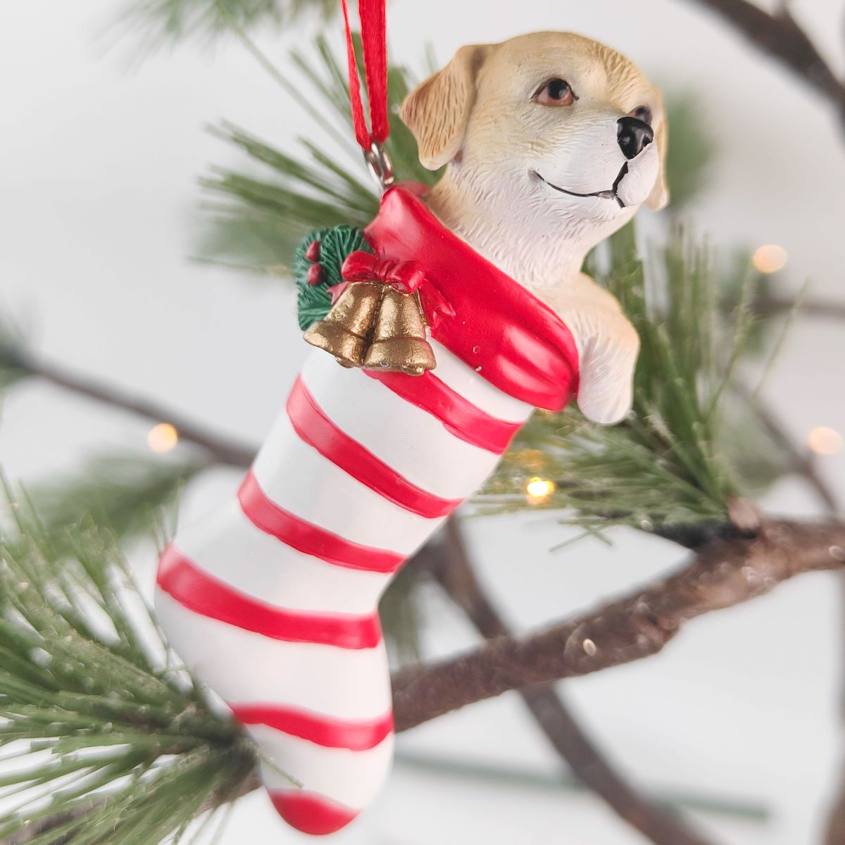 Dog in Stocking – Resin – Hanging - Twig and Feather | Twig and Feather